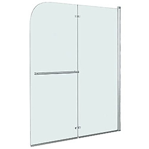 vidaXL Folding Shower Enclosure 2 Panels Collapsible Shower Door Home Cabin Screen Cubicle Panels Walls Bath Attachment Bathroom Foldable ESG