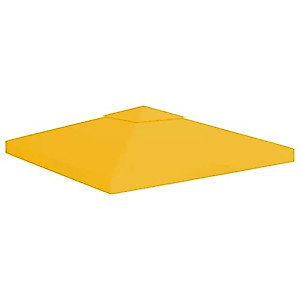 vidaXL Gazebo Covers, 2-Tier Canopy Top Replacement, Sunshade for Garden Patio Beach, Outdoor Gazebo Cover with Durable Polyester Fabric, Yellow