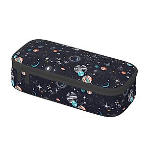 ALIFAFA Pencil Case Pencil Space Galaxy Planet Rockets Pouch Bag Pen Bag Holder,Big Capacity Oxford Pencil Pen Marker Case Pouch Cosmetic Makeup Bag for School Office Student Girl Boy