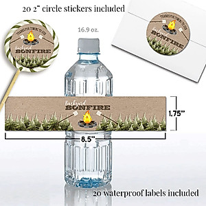 Backyard Bonfire Birthday Party Bundle Includes 20 each of Invitations & Thank You Cards with Envelopes + 2 Different Sizes of Stickers, Mini Candy Bar Wrappers, & Water Bottle Labels!