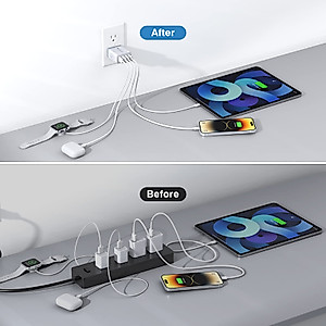 2Pack USB Wall Charger, 40W 4-Port Fast Charger Block, Multiport USB Cube Power Adapter Charging Brick Plug for iPhone 11 12 13 14 15 Pro Max XR Xs Max 8 7 6,Samsung,LG,Google Pixel,Moto(White)