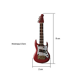 ALANO 8cm red bass Guitar Ornament Mini Electric Guitar Model Musical Ornaments（GE23R-8）