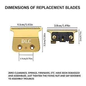 Replacement DLC 2.0 Blades Compatible with BaBylissPRO FX787(FX787G/FX787B2/FX787RG/ FX787S) and FX726,for Outlining Hair Trimmers FX787 and Trimmers FX726,Gold