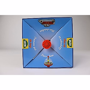 Lena 52120 tin Toys Panorama Ø19 cm, Plastic Humming, Classical Pump Mechanism, Musical Locomotive, Stand, Spinning top for Children from 18 Months, Colourful