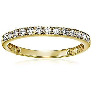 VIR JEWELS 1/5 carat (ctw) Diamond Wedding Anniversary Band for Women, Half Eternity Round Diamond Engagement Ring 14K White Gold Prong Set with Milgrain 0.20 cttw, Size 7