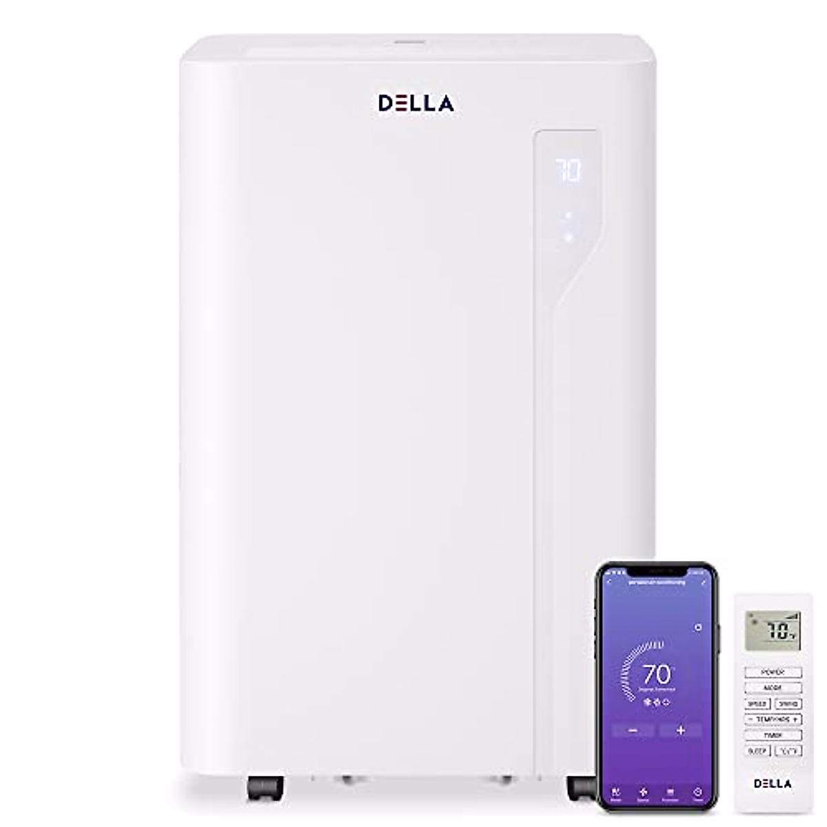 DELLA 14,000 BTU Portable Air Conditioner with Heat Pump Smart WiFi Enabled, Electric Auto Swing Fan Dehumidifier AC Unit with Remote Control Window Kit, Cools Up To 650 Sq. Ft.