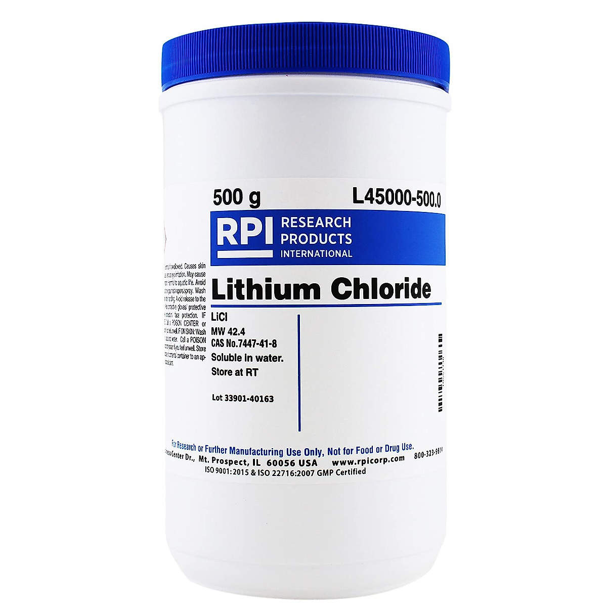 RPI Lithium Chloride Powder, 500 Grams, >99% Purity, for Research Use