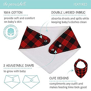 The Peanutshell Bandana Drool Bibs for Baby Boys or Girls - 8 Pack Set for Feeding, Teething, Drooling