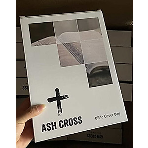 ASH CROSS Bible Cover Bag with Two Bands to Hold Bible, Handle and Zippered Pocket, Carrying Book Case, Bible Tote Bag for Fathers Mothers Mom Kids, Catholic Church, Christian Gifts