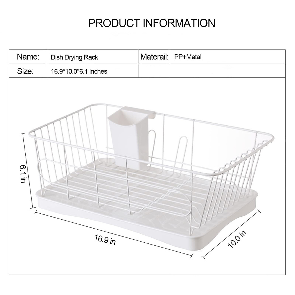 Dish Drying Rack with Swivel Spout, Dish Drainers with Drainboard for Kitchen Counter, Dish Strainer with Removable Utensil Holder, Stainless Steel Dish Drainer in Sink, White (White)