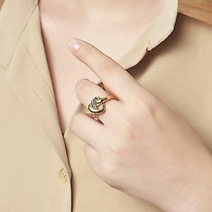 UNY Jewel Love Knot Tie The Knot Bridesmaid Proposal Wedding Jewelry Designer Inspired Boys Girls Promise Eternity Band Ring (Two Tone, 9)