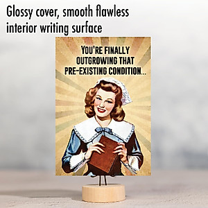 NobleWorks - 1 Funny Happy Birthday Greeting Card - Retro Woman Humor, Notecard Talk Bubbles - Pre-Existing Condition C9364BDG