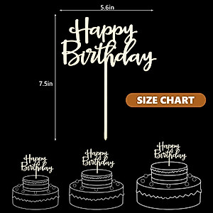 CC TOWN Wooden Happy Birthday Cake Toppers, Birthday Party Decoration Supplies, Premium Quality Decoration(Design 02)