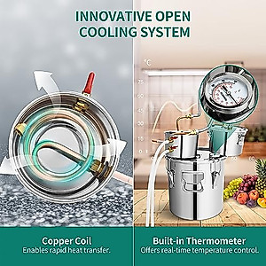 YITAHOME Alcohol Still 3 Gal / 12 L, Stainless Steel Moonshine Still with Built-in Thermometer and Fermentation Stand, DIY Home Alcohol Brewing Kit for Whiskey, Wine Making