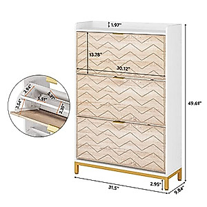 Tribesigns Shoe Cabinet, Modern Shoe Storage Cabinet with 3 Flip Doors & Adjustable Shelf, Wooden 18-24 Pair Shoe Rack Organizer with Flip Drawers for Entryway, Bedroom, Hallway