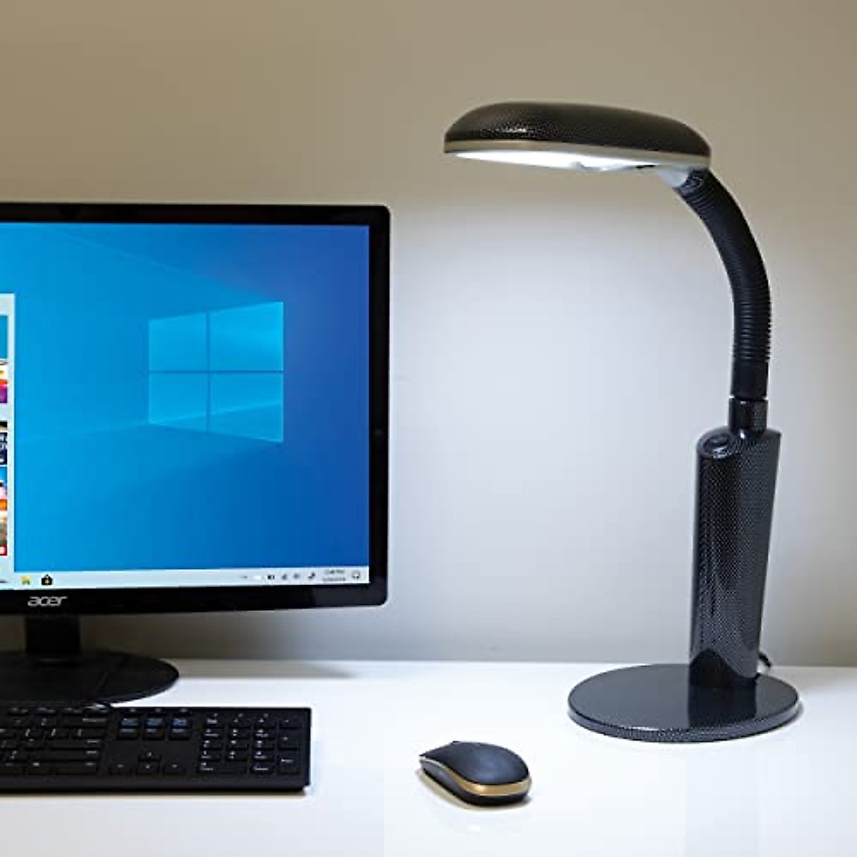 V-Light Desk Lamp, LED Lamp, Reading Lamp with Adjustable Gooseneck Arm, Daylight Effect Office Lamp, Table Light, Black