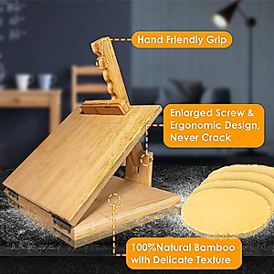 EVGATSAUTO Wooden Tortilla Press Maker, Rustproof Metal Dough Press for Home Kitchen, 50 Sheets Parchment Paper, Pizza Pancake Naan Press, Foodies