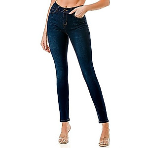 Women's Classic High Rise Skinny Slim Stretch Denim Jeans Dark Blue -0169 Size 13
