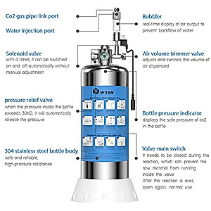 Wyin 4L Aquarium Co2 Generator System with Single Gauge Display Pressure Gauge, DIY Co2 Generator System Kit, Automatic Pressure…