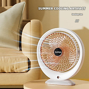 Chchmu USB Desk Fan 8in Desktop Table Fans Personal Quiet Fan with Strong Airflow Portable & Suspensable Cooling Fan with Head Adjustable for Home Bedroom Office Table & Desktop, Gold