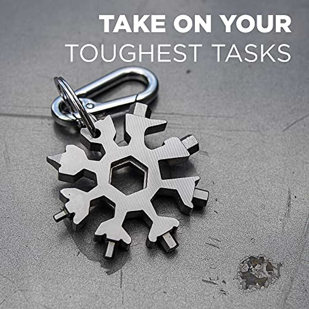 Alltul Snowflake MultiTool by KeySmart - 18 in 1 Mini Snowflake Pocket Tool - Stainless Steel Mini Multitool for Outdoor Sports, Camping and Travel - Great Gift Idea for Men