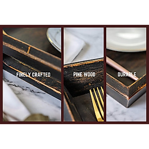 EZDC Wooden Tray, Coffee Table Tray, Ottoman Tray Dark Brown 16 x 12” Modern Aesthetic Decorative Serving Tray with Handles for Drinks and Food