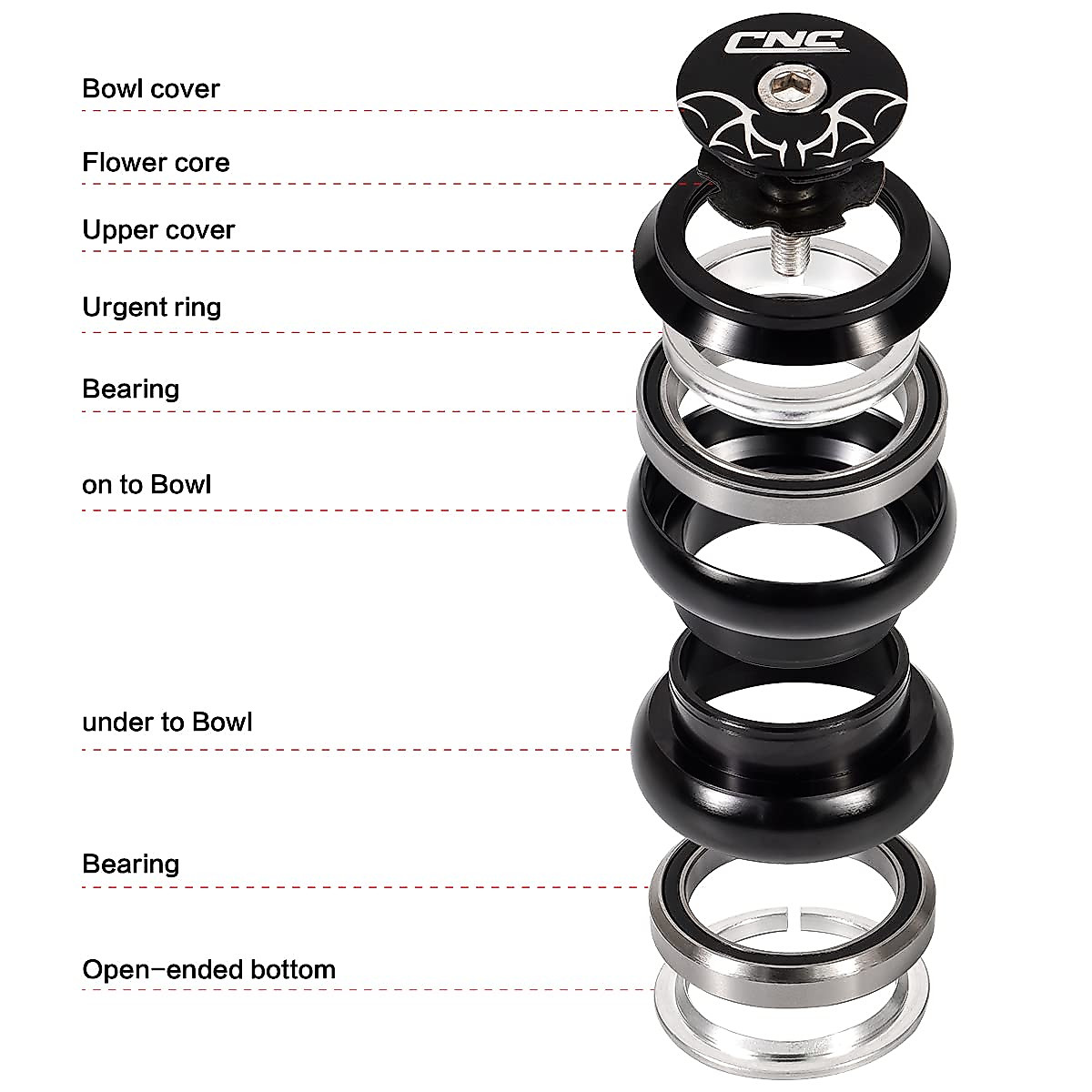 CNC Bike Headset，34mm 1-1/8" Bicycle Headset for Mountain Bike/MTB Road Bike.