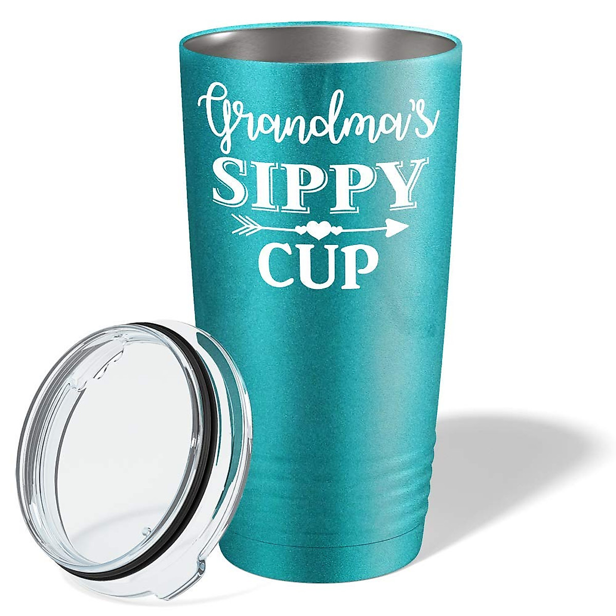 Grandmas Sippy Cup Gift for Women Birthday Glitter Seafoam 20 oz Stainless Steel Tumbler with Lid Insulated Cup