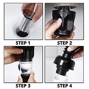 Bathroom Sink Drain Kit with Flexible Expandable P-Trap Sink Drain Pipe Tube Anti-Odor Bathroom Sink Drain Pipe for 1-1/4",1-1/2" and 2'' Drain Hole