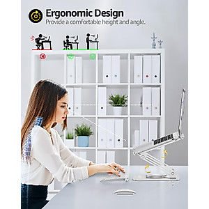 Urmust Laptop Stand for Desk with 360 Rotating Base, Computer Stand for Laptop Ergonimic Adjustable Laptop Riser for Desk Compatible with All Laptop 10 to 16 Inches