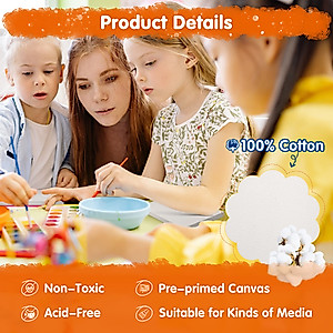 FIXSMITH Mini Stretched Canvas for Painting - 24 Pack 3 x 5 Inch, 2/5” Profile Small Canvases, 100% Cotton Primed Blank Canvas for Kids, Home Decor Project, Art Supplies for Acrylic Oil Painting