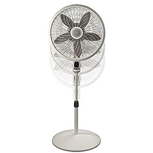 Lasko Cyclone Pedestal Fan, Adjustable Height, Remote Control, Timer, 3 Speeds, for Bedroom, Kitchen, Office and Living Room, 18", White, 1885, Large