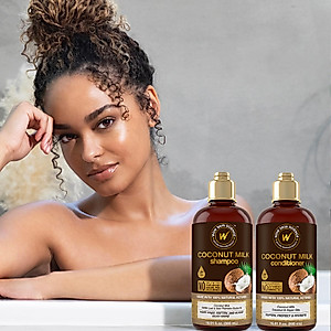 WOW Skin Science Coconut Milk Shampoo and Conditioner Set - Shampoo & Conditioner for Curly Hair - Paraben Sulfate Free - 33.82 Fl Oz