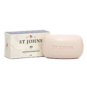 St. John No. 77 Luxury Soap Bar for Men 3X Triple Mille Bath, Body, Shower Soap Bar. 7 Oz Premium Creamy Scented Lather. Best smelling, selling soap bar for guys. Olive Oil, Glycerine, Vitamin E.