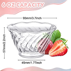 Rtteri 30 Pack Plastic Dessert Cups 6 oz Clear Ice Cream Sundae Tasting Bowls, Mini Round Swirl Tulip Shape Party Buffet Serving Cups for Yogurt Salad Appetizer Chocolate Candy Parfait Fruit