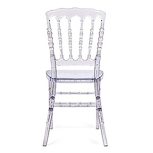 FOH 4Pcs Clear Resin Napoleon Chair, Crystal Wedding Chair, Elegance Stacking Transparent Chiavari Chair, Outdoor Hotel Restaurant Kitchen Home Dining Side Chair