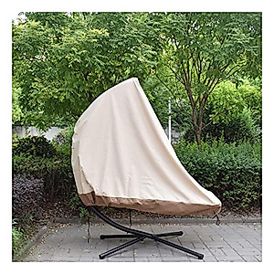 Patio Hanging Chaise Lounge Cover, 600D, Waterproof, Lounge Chair Cover 73 Inch Outdoor Curved Steel Hammock Swing Chair Cover Beige