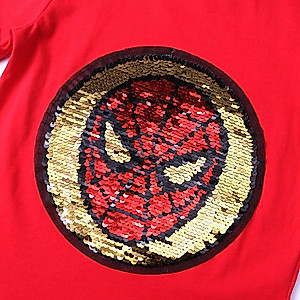 Toddler Little Kids Baby Boys Girls Magic Flip Sequins Tshirt,Short Sleeve Crew Neck Pullover Tees Tops Red