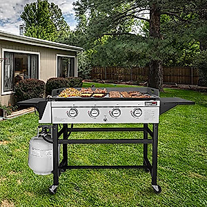 Royal Gourmet 4 Burner Flat Top Grill Griddle Combo Outdoor propane Gas Griddle, GB4001C, 52,000 BTU For Outdoor Events, Camping, BBQ