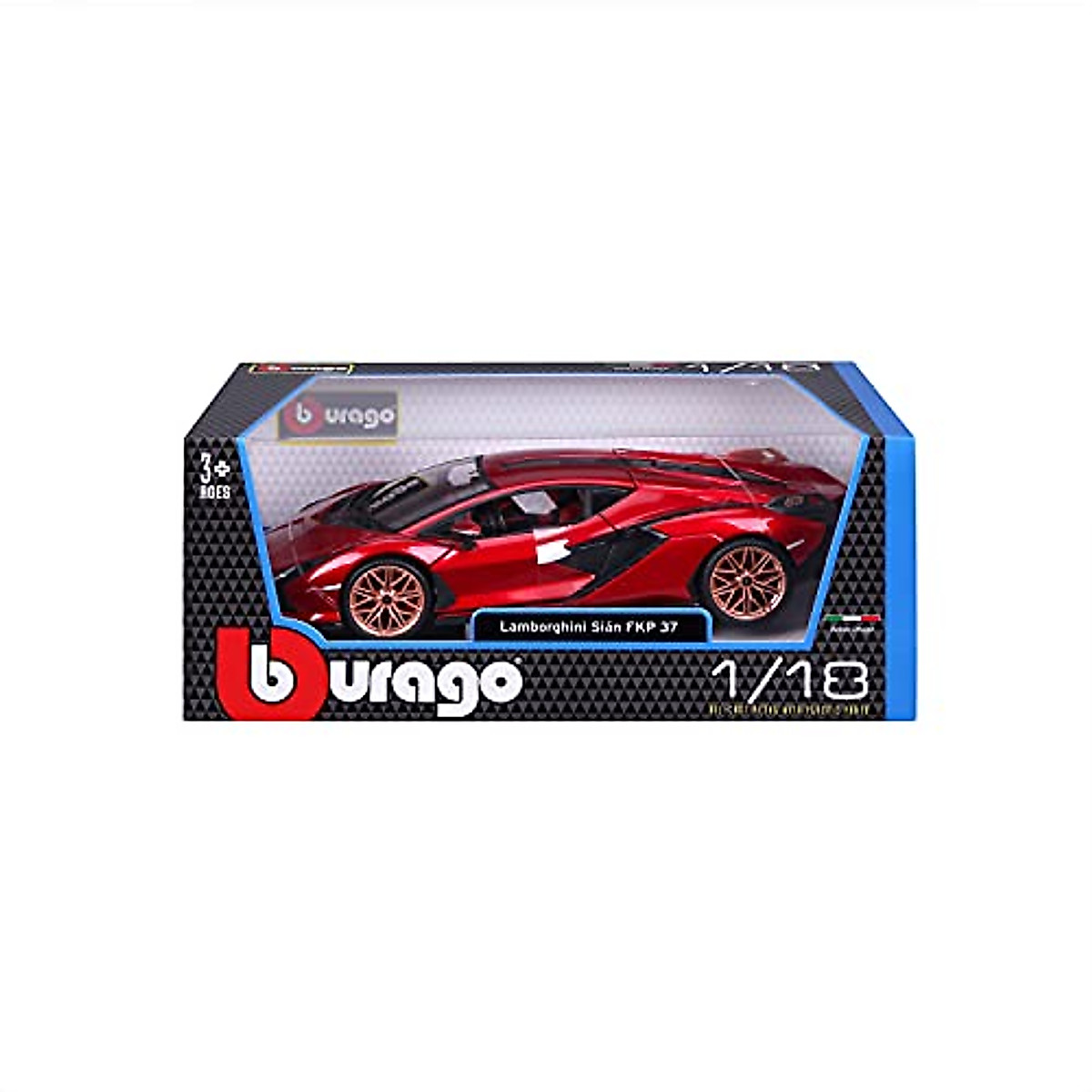 Bburago Lamborghini Sian FKP 37 Red with Copper Wheels 118 Diecast Model Car 11046 TY-18-11046R