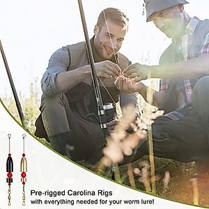 OROOTL Carolina Rig for Bass Fishing, 5pcs CRR Carolina Ready Rigs Pre-Rigged Bass Fishing Weights Carolina Keeper Tackle Sizes 1/4 3/8 1/2 3/4 1oz