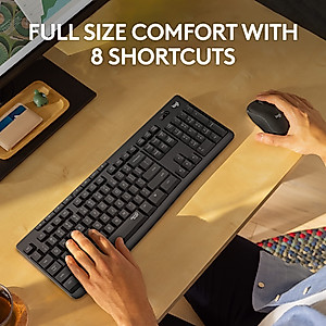 Logitech MK295 Wireless Mouse & Keyboard Combo with SilentTouch Technology, Full Numpad, Advanced Optical Tracking, Lag-Free Wireless, 90% Less Noise - Graphite