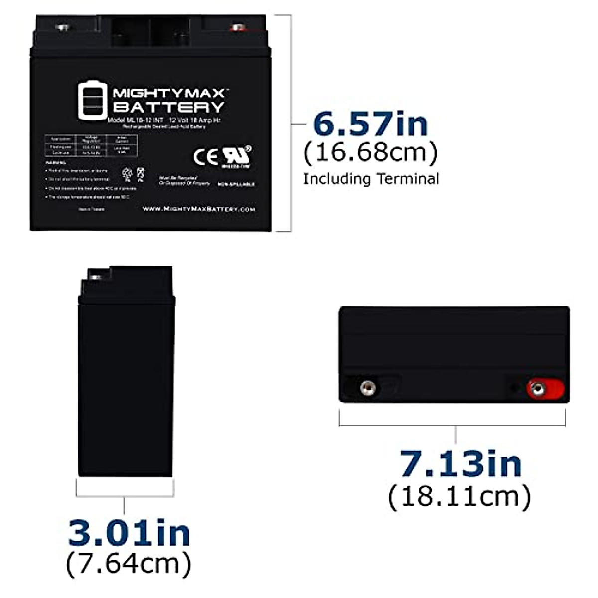 Mighty Max Battery 12V 18AH SLA Internal Thread Replacement for BP17-12 GP12170 ES17-12