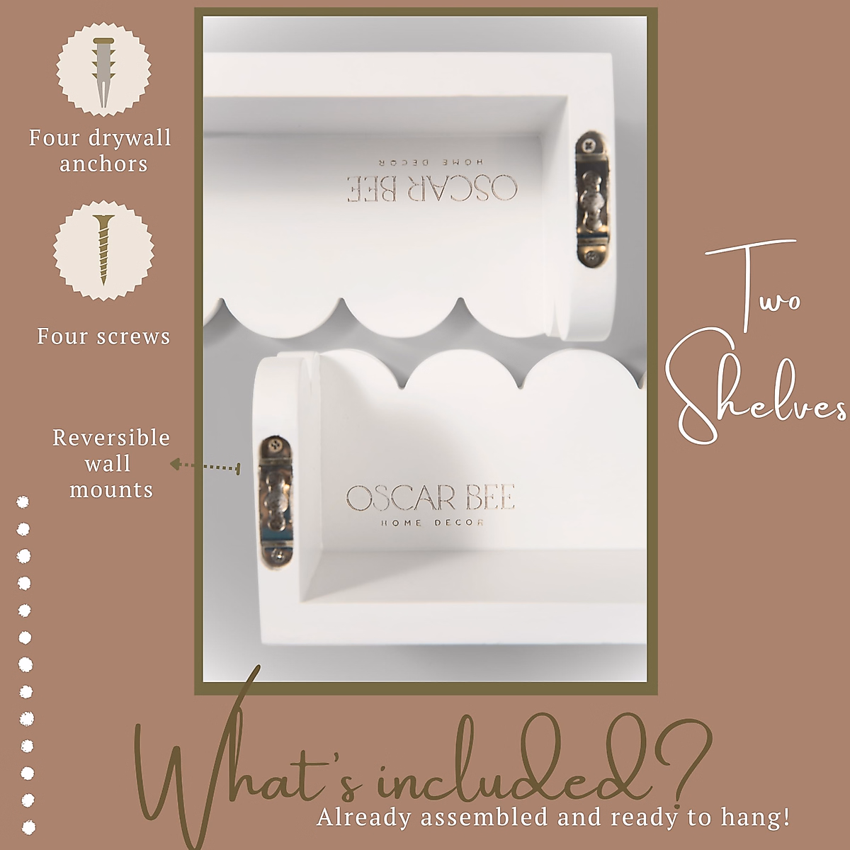 White Floating Shelves for Wall Kids - Scalloped Shelves Set of 2 - Wood Nursery Book Shelves - Preassembled Baby Bookshelf - Cloud Shelves for Nursery - Toddler Bookshelf for Nursery Bookshelf