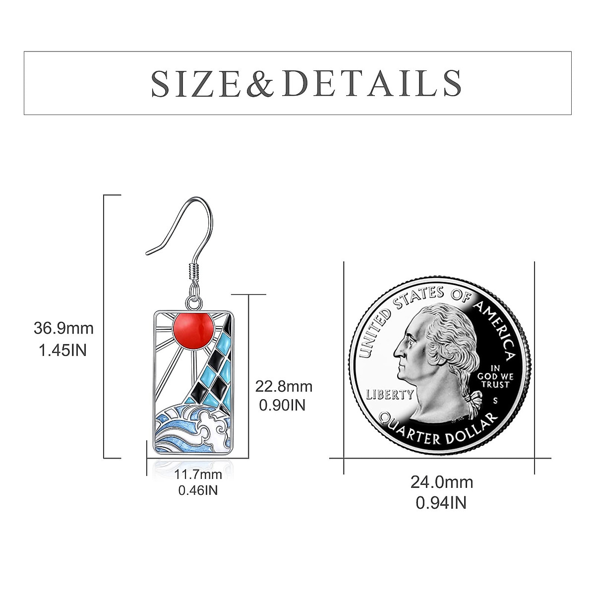 CRMAD Anime Earrings Sterling Silver Ocean Wave Drop Earrings for Women(Demon)