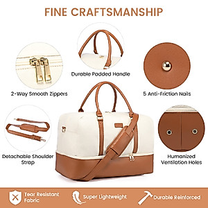 Realer Travel Duffle Bag, Quilted Weekender Bag for Women with Toiletry Bag, Carry on Overnight Bag with Shoe Compartment, Weekend Yoga Bag with Wet Pocket, Mommy Hospital Bags for Labor and Delivery