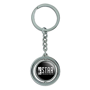 GRAPHICS & MORE The Flash TV Series STAR Labs Logo Keychain Spinning Round Chrome Plated Metal