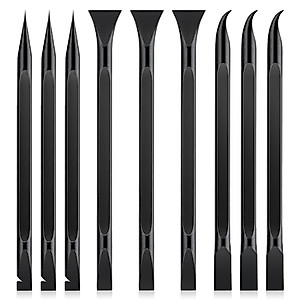 9Pcs Plastic Scraper Tool, Mabor Multi-Purpose Scraper for Tight Spaces Black Non-Scratch Kitchen Scraper Cleaning Pen for Labels Oil Stains Food Paint Remove Stickers