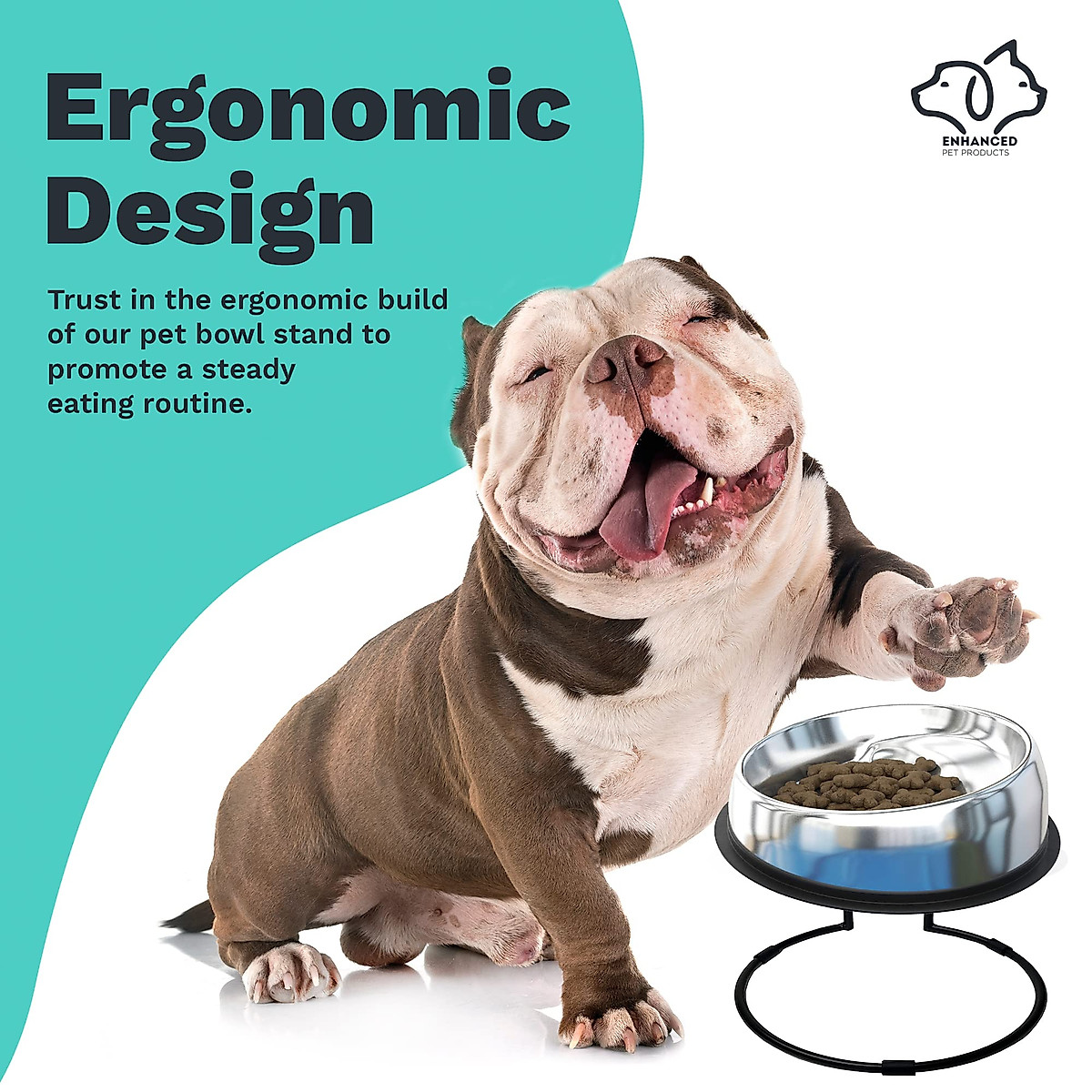 Enhanced Pet Bowl Stand - New Anti-Skid Feature - Dog and Cat Bowl Stand Exclusively for Use with The Corresponing Size Enhanced Pet Bowl (Medium)