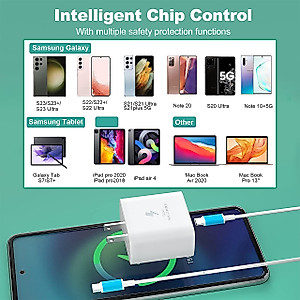 45W USB C Super Fast Charger for Samsung Galaxy S23 Ultra/S23/S23+/S22/S22 Ultra/S22+/Note 10/Note 20/S20/S21/S10, Galaxy Tab S7/S8,i Phone 15 Charger, PPS Wall Charger with 6FT Type C Cable